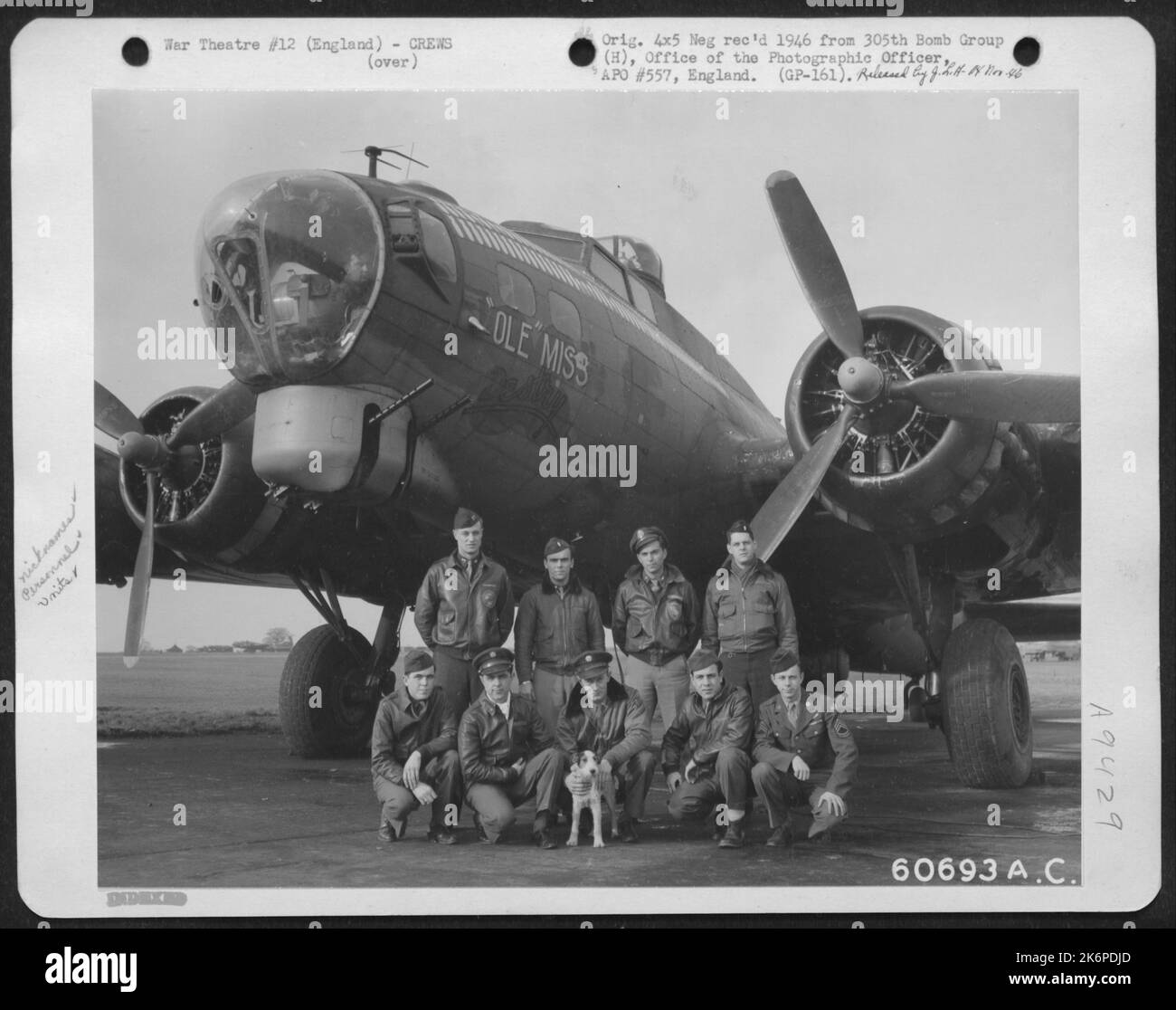 Capt. Armstrong And Crew Of The 305Th Bomb Group Beside A Boeing B-17 ...