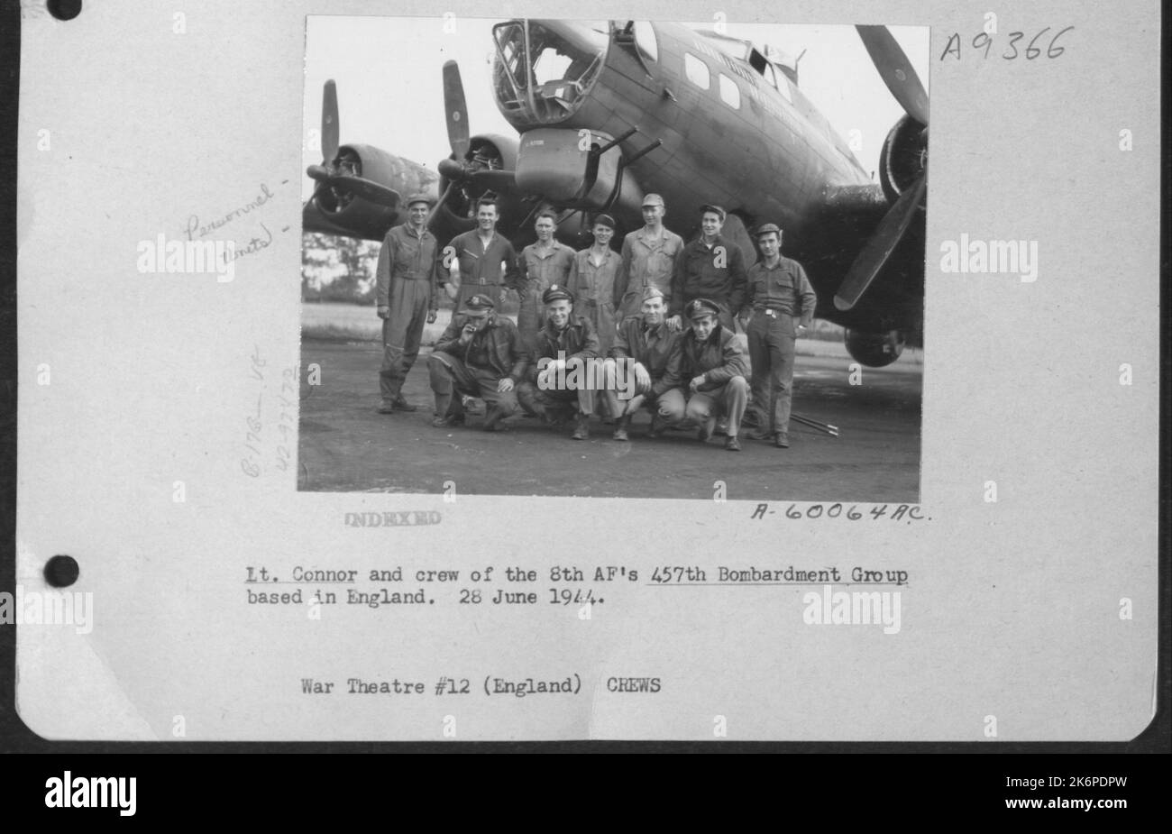 Lt. Connor And Crew Of The 8Th Af's 457Th Bombardment Group Based In ...