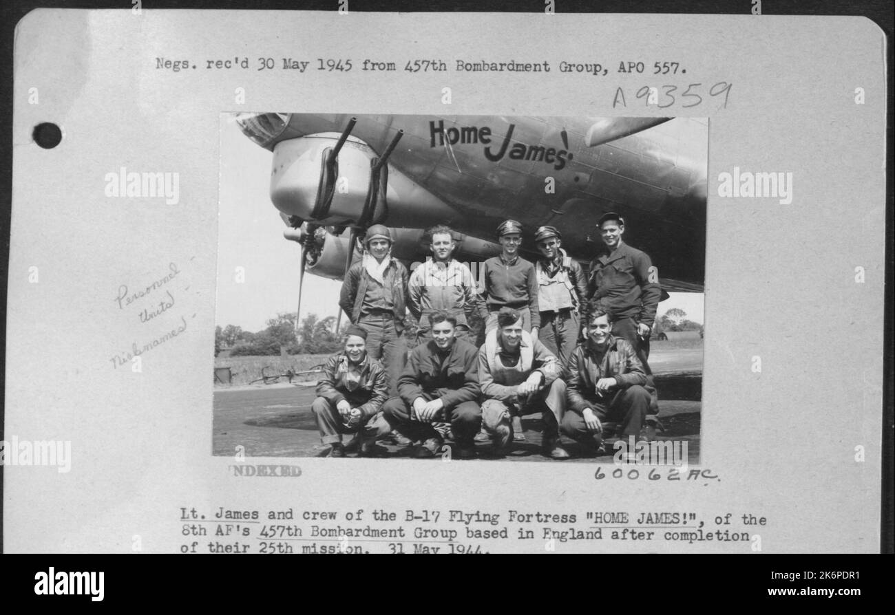 Lt. James And Crew Of The B-17 "Flying Fortress" 'Home James!', Of The ...