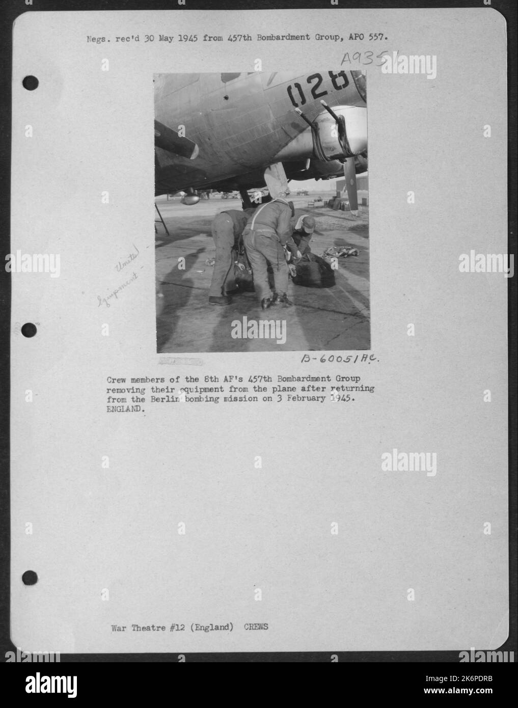 Crew Members Of The 8Th Af's 457Th Bombardment Group Removing Their ...