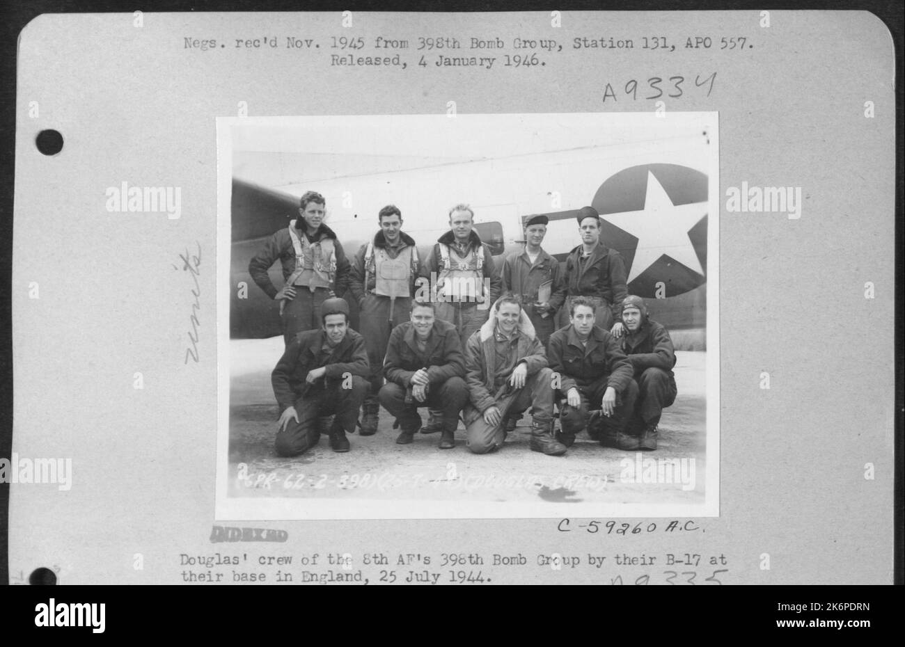 Douglas' Crew Of The 8Th Af's 398Th Bomb Group By Their B-17 At Their ...