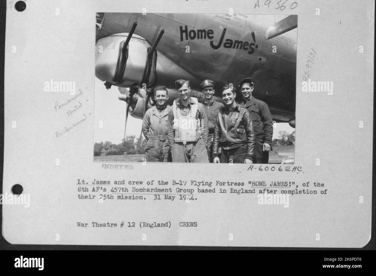 Lt. James And Crew Of The B-17 "Flying Fortress" 'Home James!', Of The ...