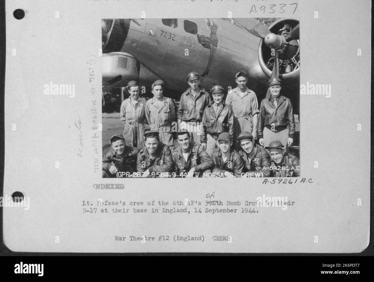 Lt. Hofsae's Crew Of The 8Th Af's 95Th Bomb Group By Their B-17 At ...