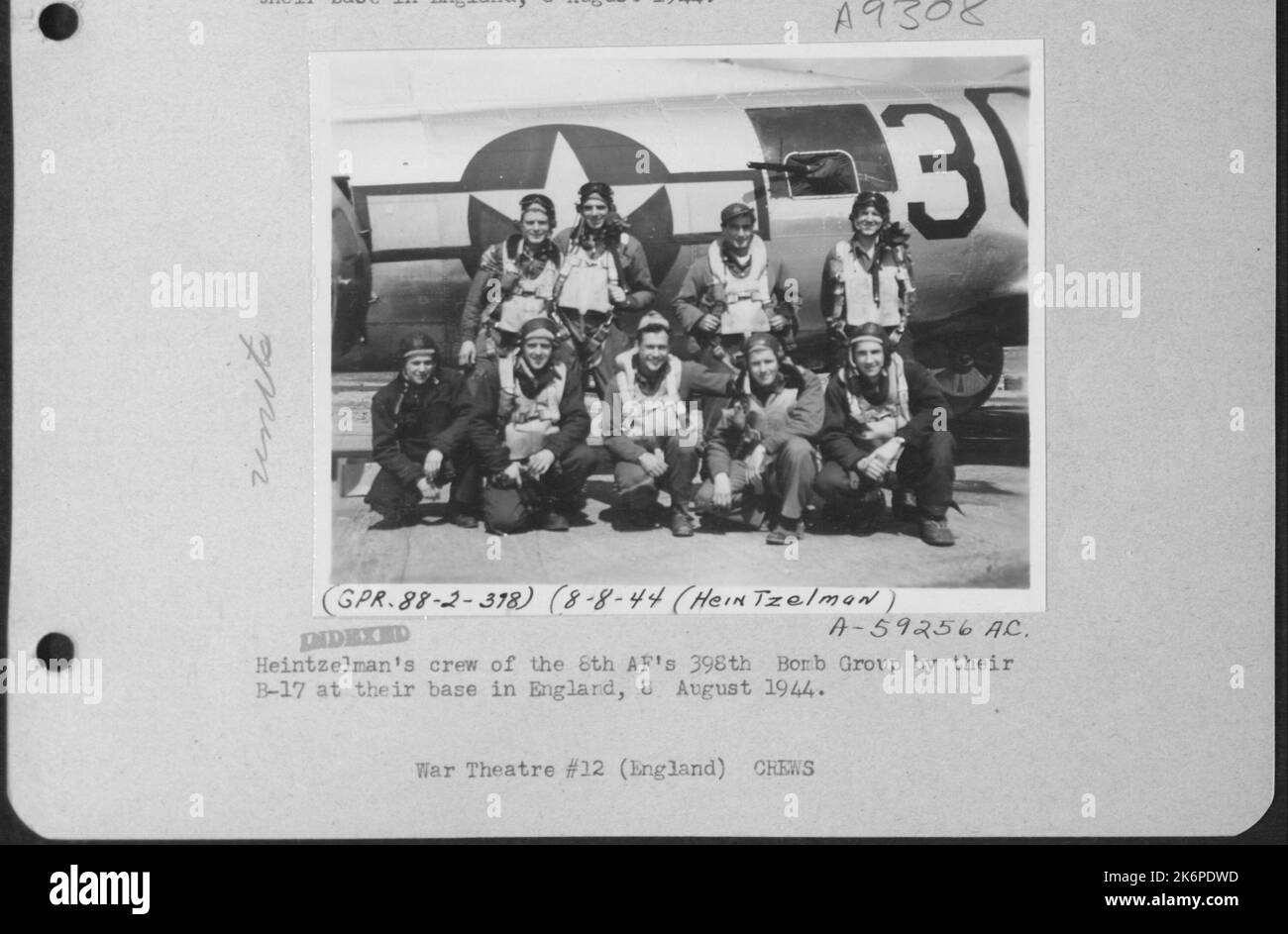 Heintzelman's Crew Of The 8Th Af's 398Th Bomb Group By Their B-17 At ...