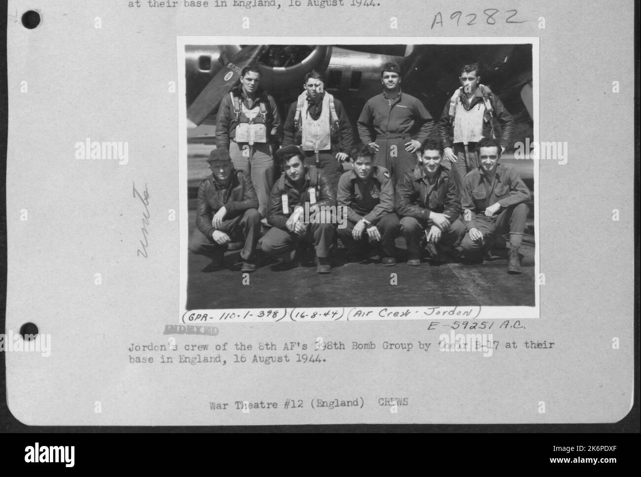 Jordon's Crew Of The 8Th Af's 398Th Bomb Group By Their B-17 At Their ...