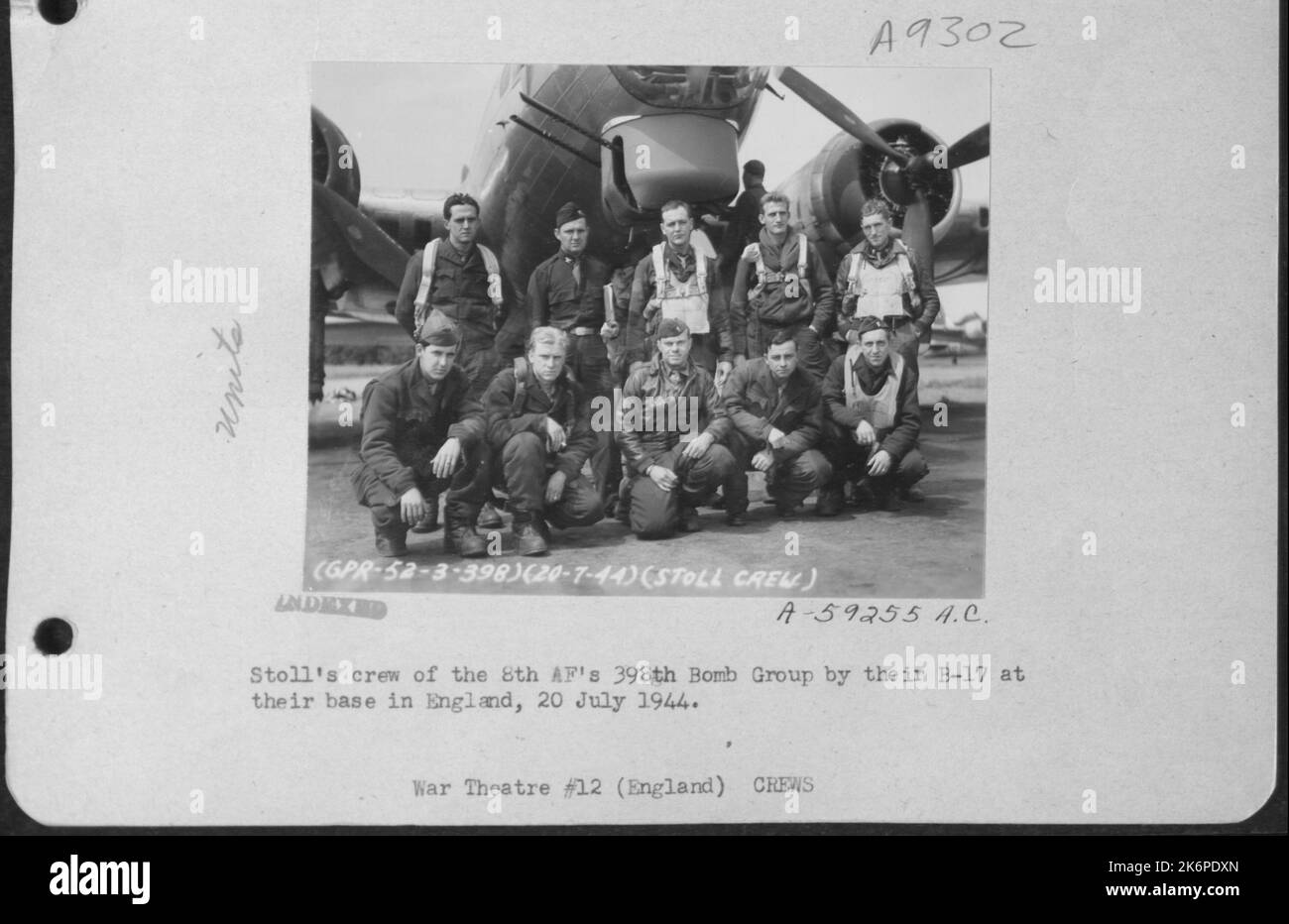 Stoll's Crew Of The 8Th Af's 398Th Bomb Group By Their B-17 At Their ...