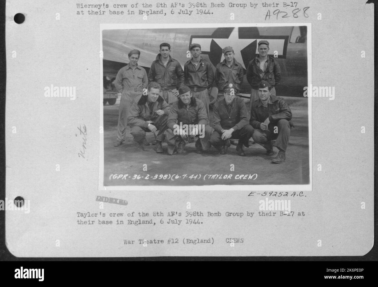 Taylor's Crew Of The 8Th Af's 398Th Bomb Group By Their B-17 At Their ...
