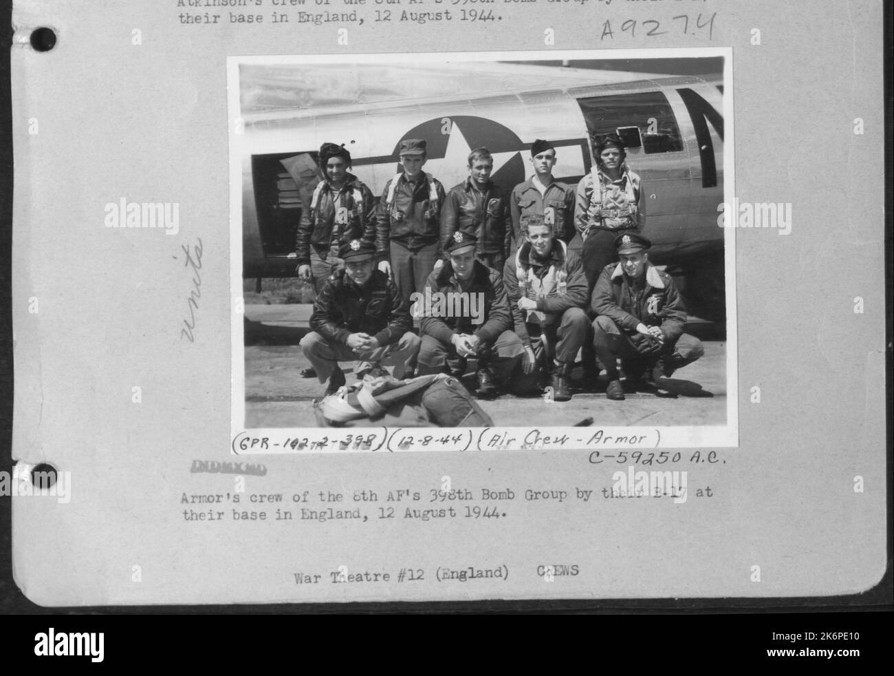 Armor's Crew Of The 8Th Af's 398Th Bomb Group By Their B-17 At Their ...