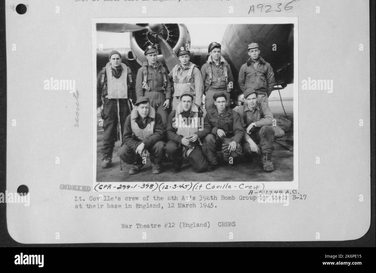 Lt. Coville's Crew Of The 8Th Af's 398Th Bomb Group By Their B-17 At ...