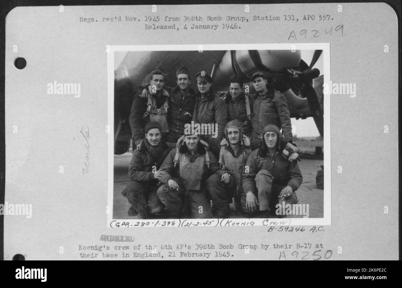 Koeing's Crew Of The 8Th Af's 398Th Bomb Group By Their B-17 At Their ...