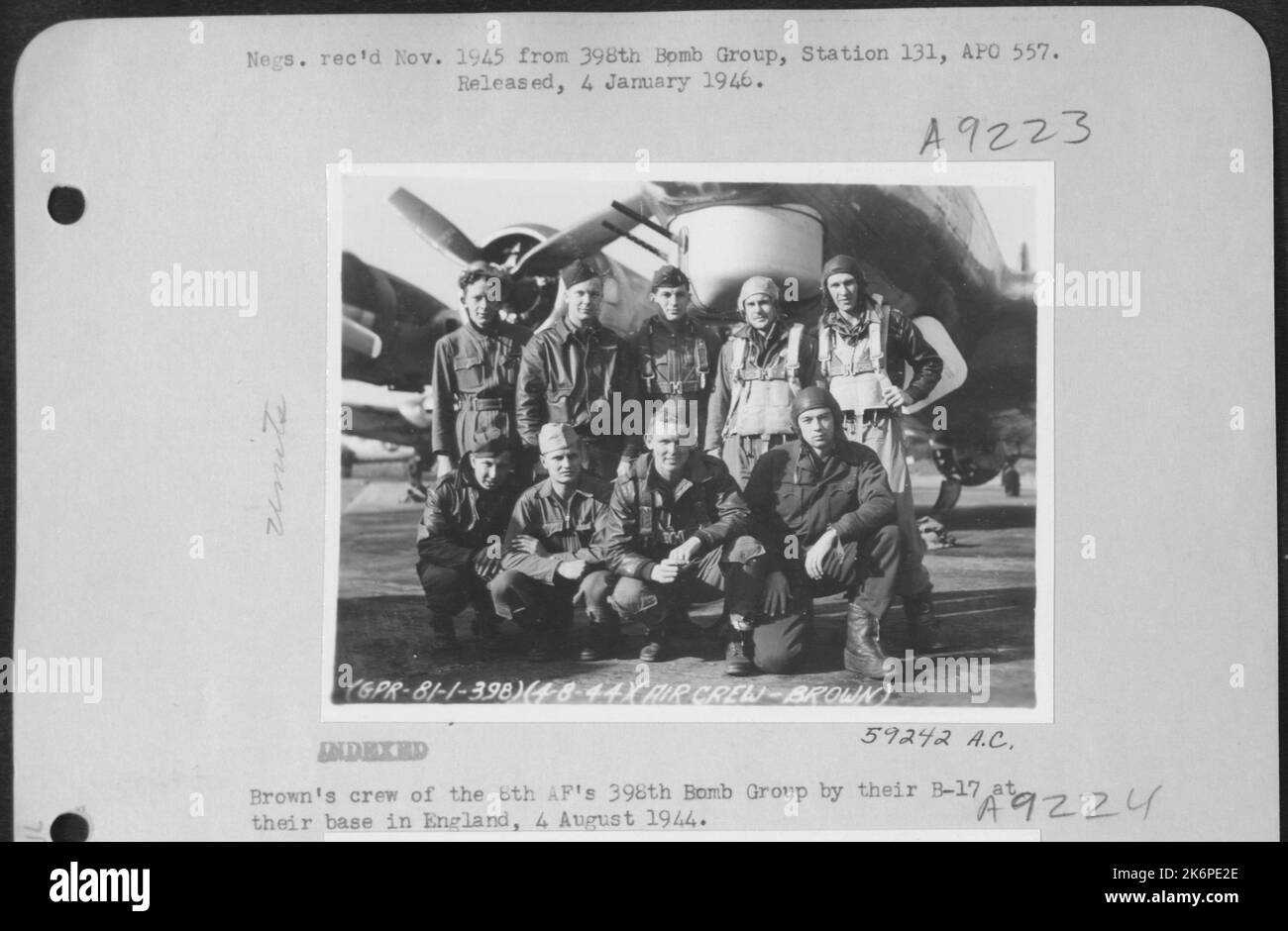 Brown's Crew Of The 8Th Af's 398Th Bomb Group By Their B-17 At Their ...