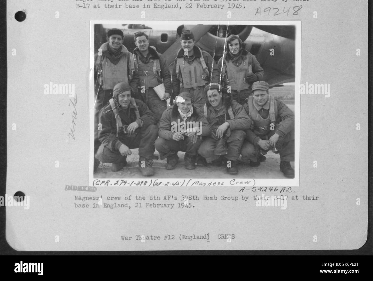 Magness' Crew Of The 8Th Af's 398Th Bomb Group By Their B-17 At Their ...