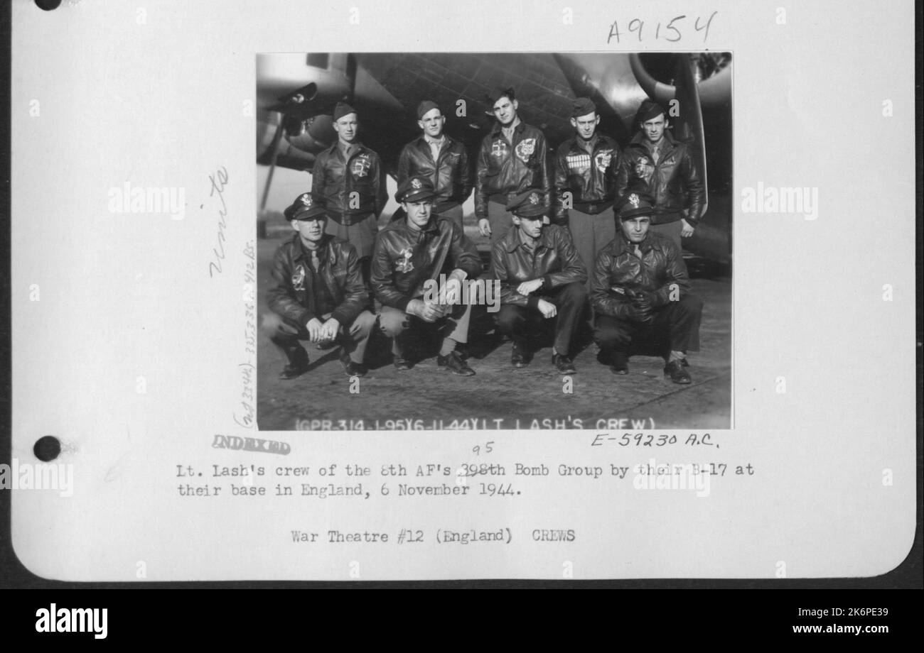 Lt. Lash's Crew Of The 8Th Af 95Th Bomb Group Standing By Their B-17 At ...