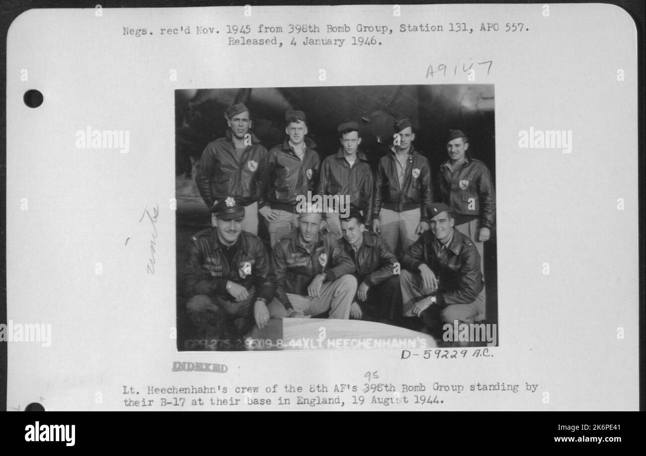 Lt. Heechenhahn's Crew Of The 8Th Af 95Th Bomb Group Standing By Their ...