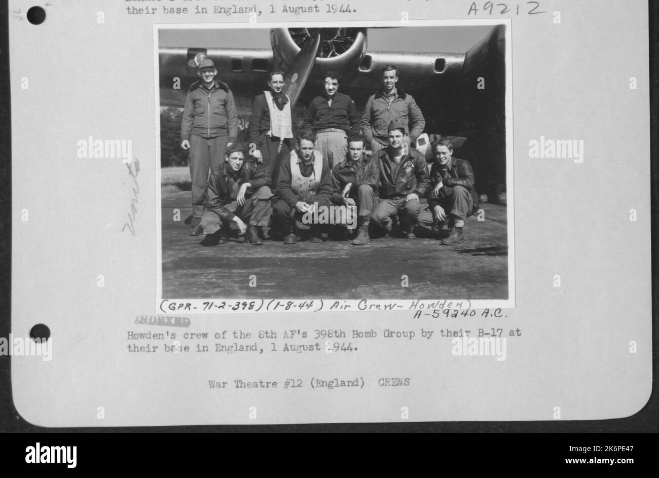 Howden's Crew Of The 8Th Af 398Th Bomb Group By Their B-17 At Their At ...
