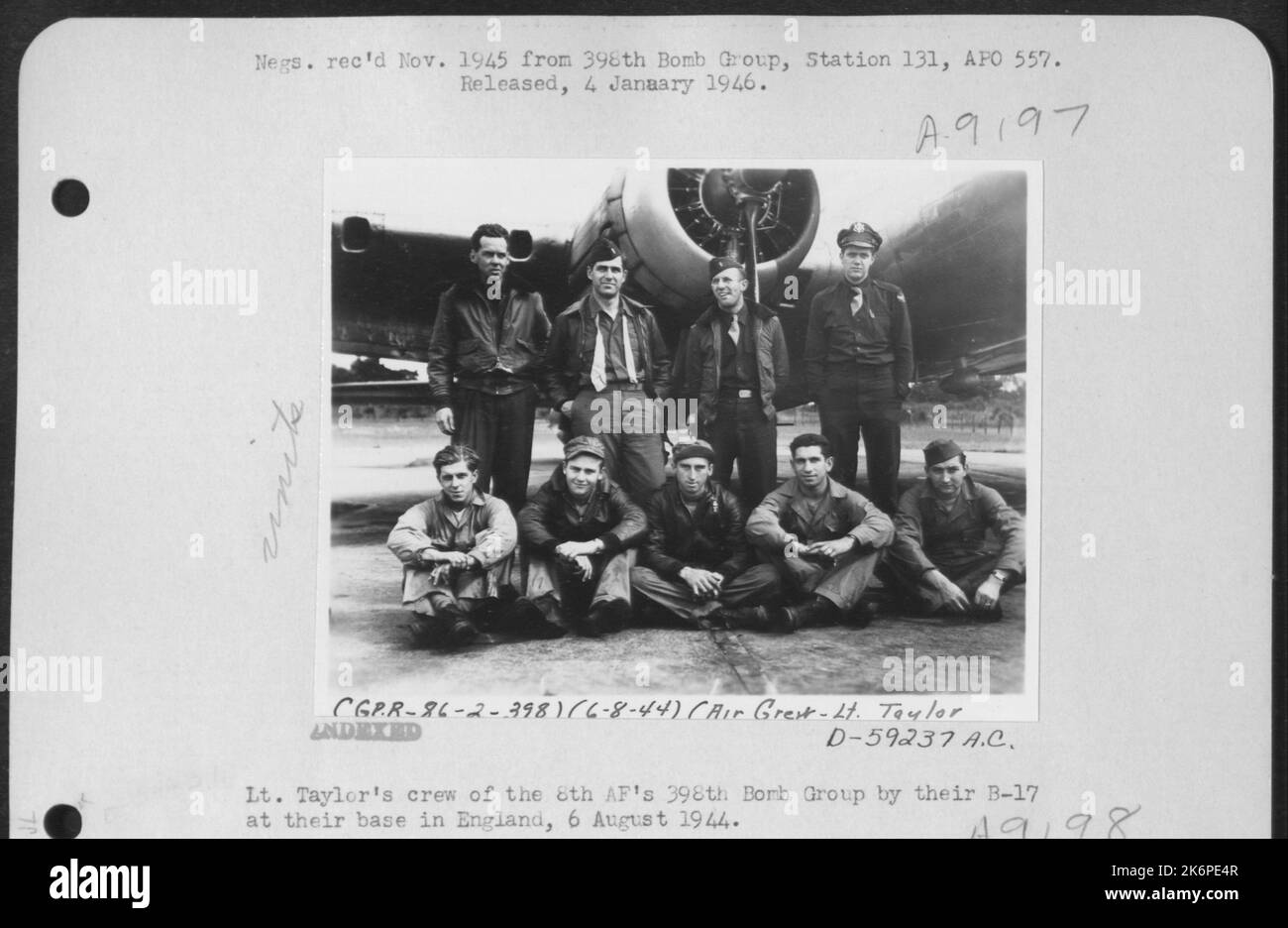 Lt. Taylor's Crew Of The 8Th Af 398Th Bomb Group By Their B-17 At Their ...