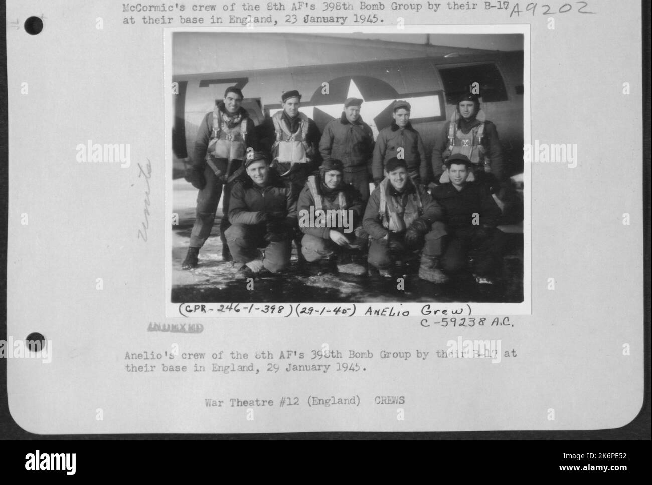 Anelio's Crew Of The 8Th Af 398Th Bomb Group By Their B-17 At Their At ...