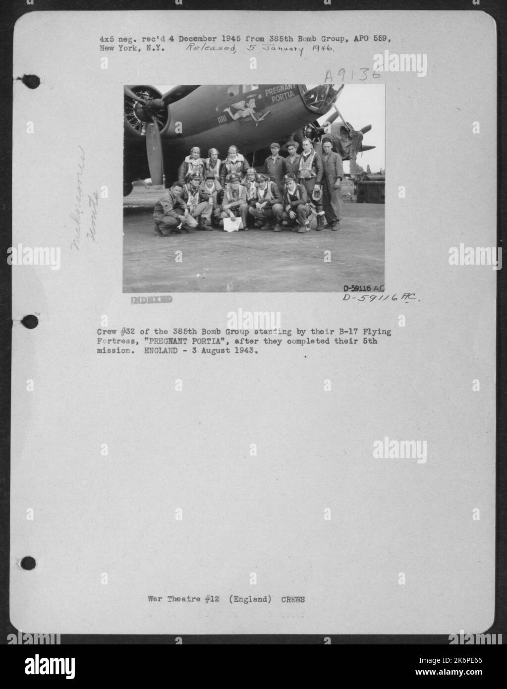 Crew #32 Of The 385Th Bomb Group Standing By Their B-17 "Flying ...