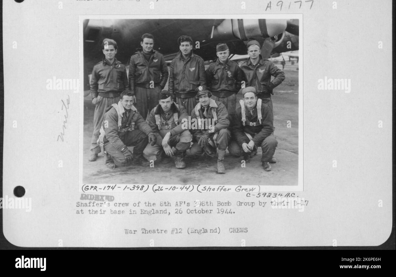 Shaffer's Crew Of The 8Th Af 398Th Bomb Group By Their B-17 At Their ...