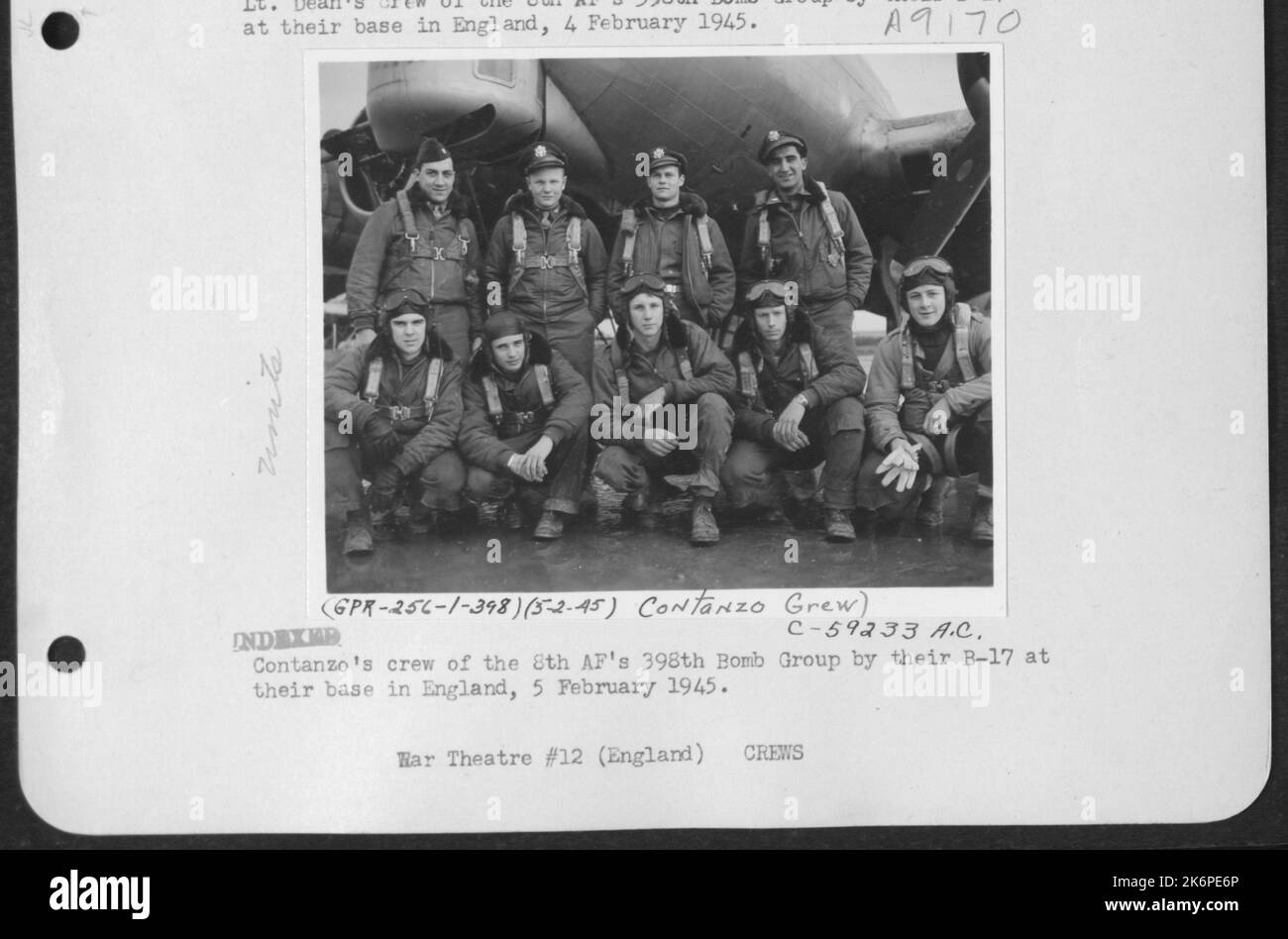 Contanzo's Crew Of The 8Th Af 398Th Bomb Group By Their B-17 At Their ...