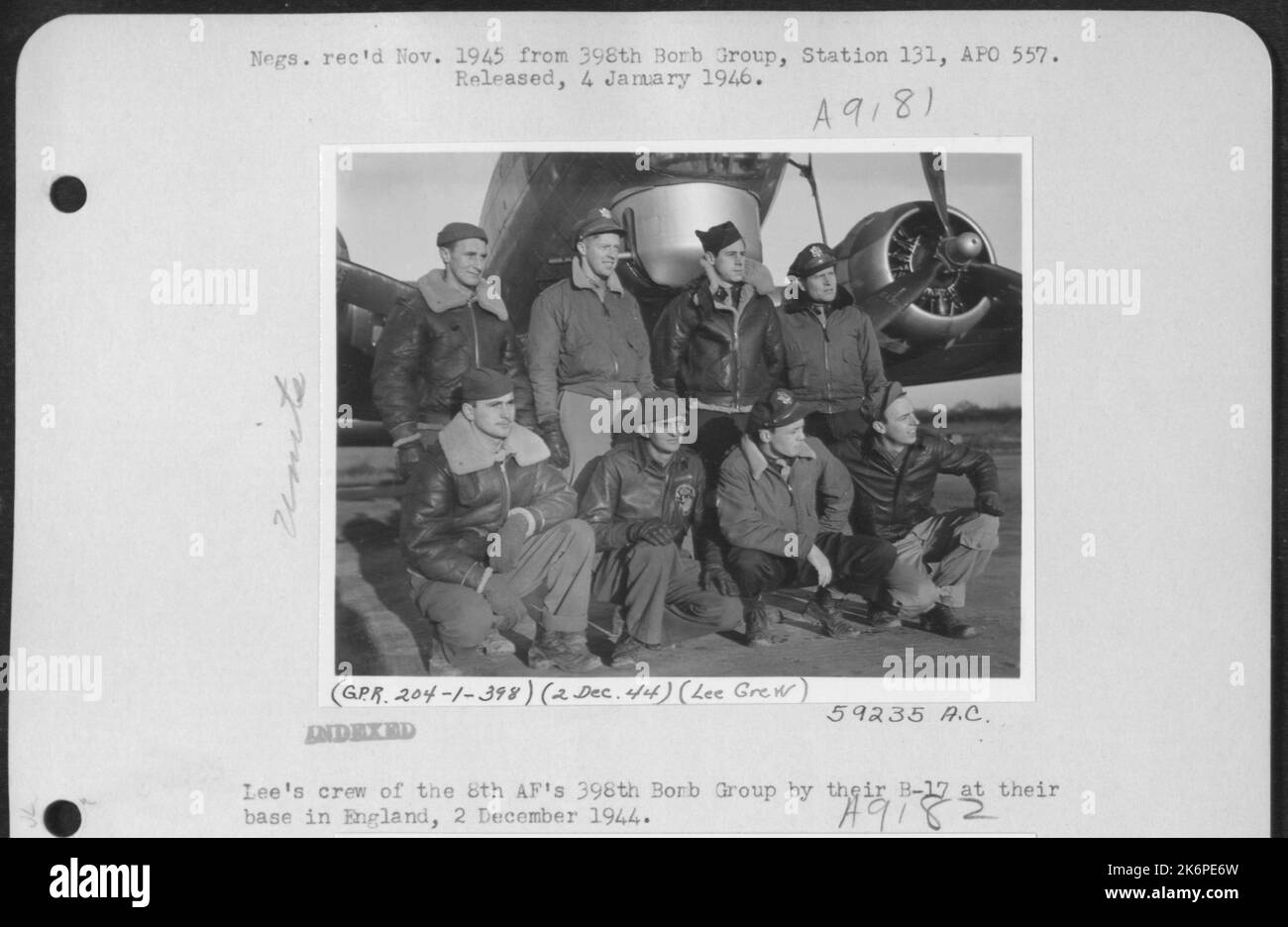 Lee's Crew Of The 8Th Af 398Th Bomb Group By Their B-17 At Their Base ...