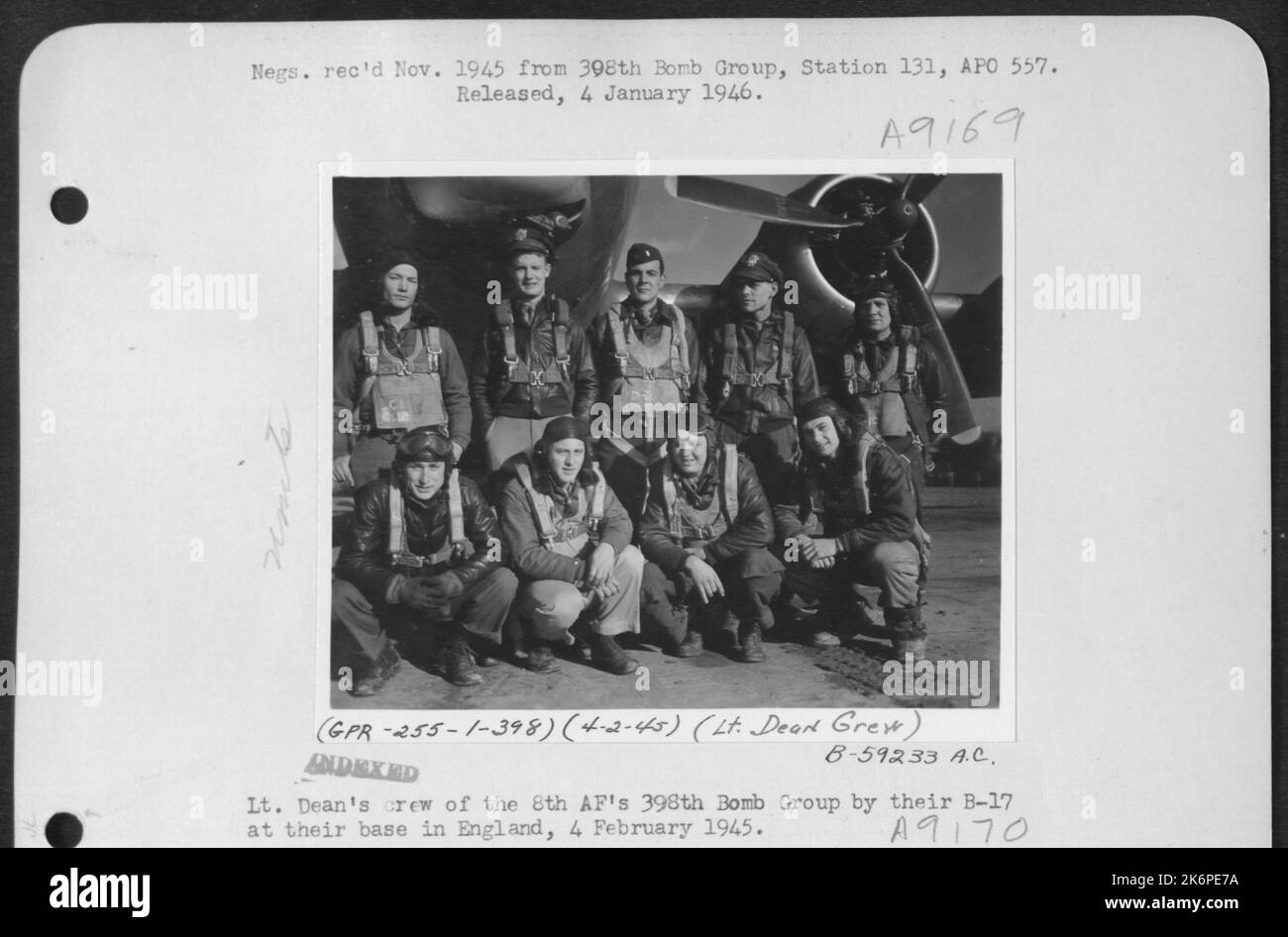 Lt. Dean's Crew Of The 8Th Af 398Th Bomb Group By Their B-17 At Their ...