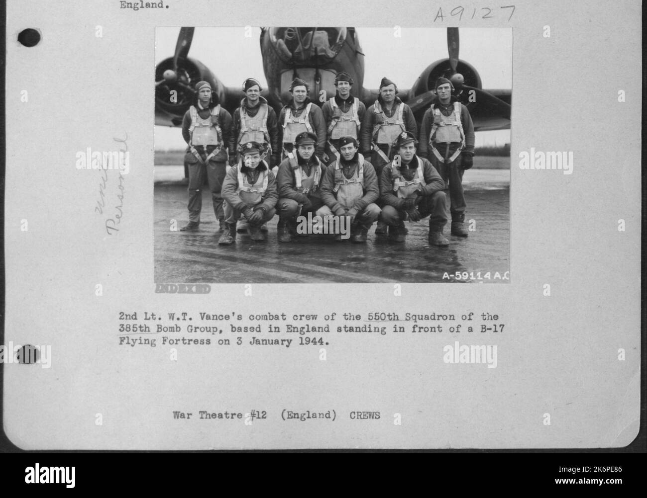 2Nd Lt. W.T. Vance's Combat Crew Of The 550Th Squadron Of The 385Th ...
