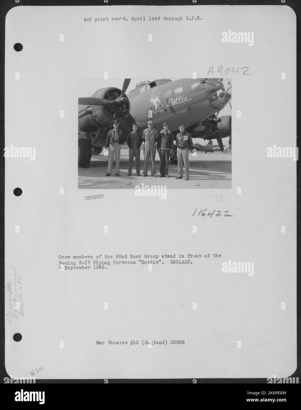 Crew Members Of The 92Nd Bomb Group Stand In Front Of The Boeing B-17 ...