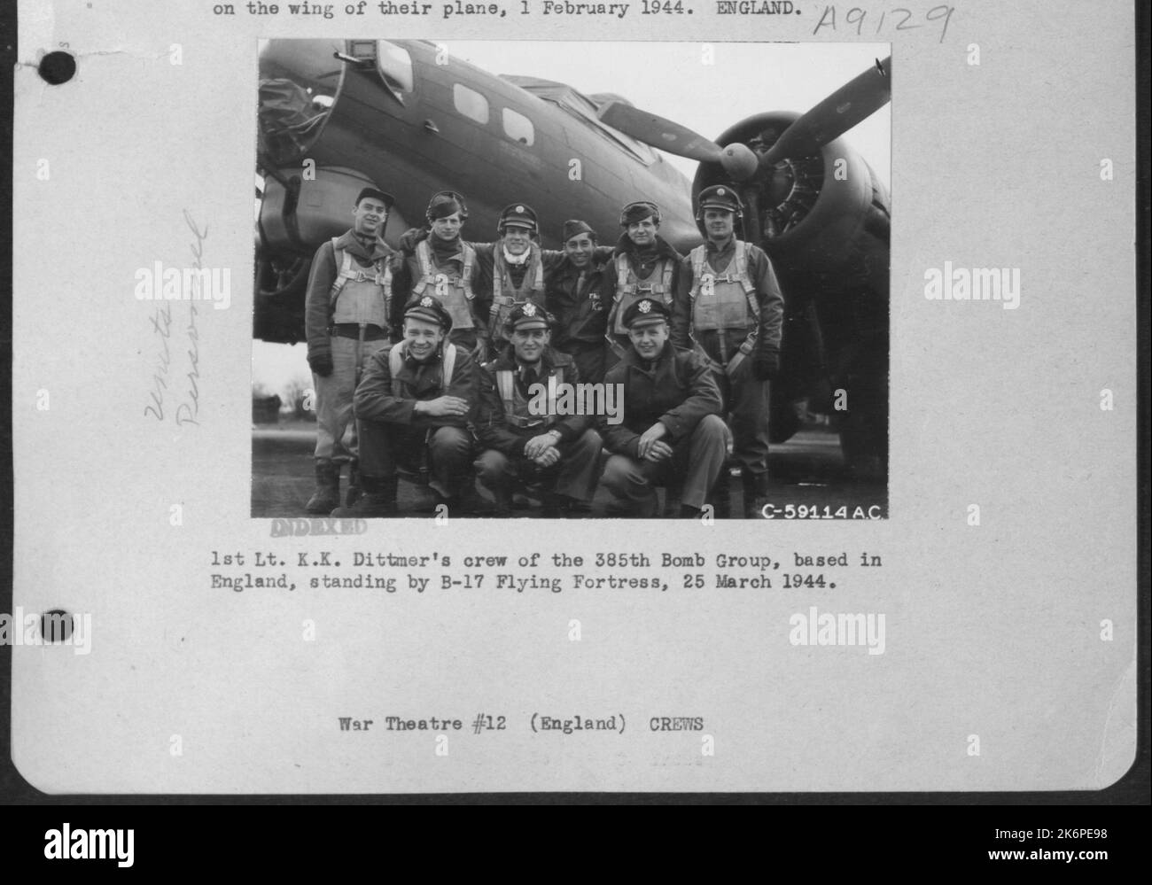 1St Lt. K.K. Dittmer's Crew Of The 385Th Bomb Group, Based In England ...