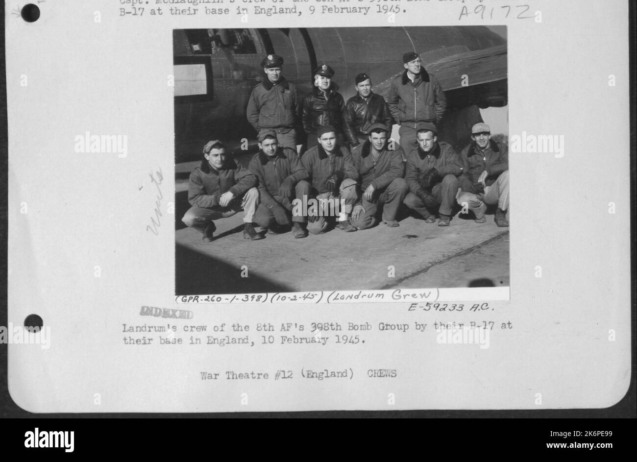 Landrum's Crew Of The 8Th Af 398Th Bomb Group By Their B-17 At Their ...