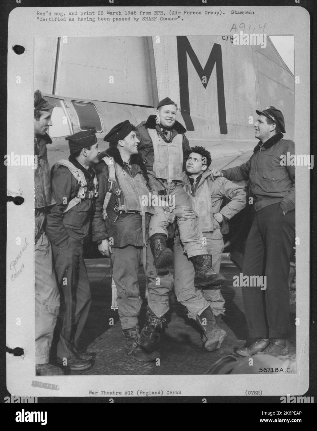 A LONG HAUL, BUT STILL EXUBERANT--Crew members lift pilot Maj. John ...