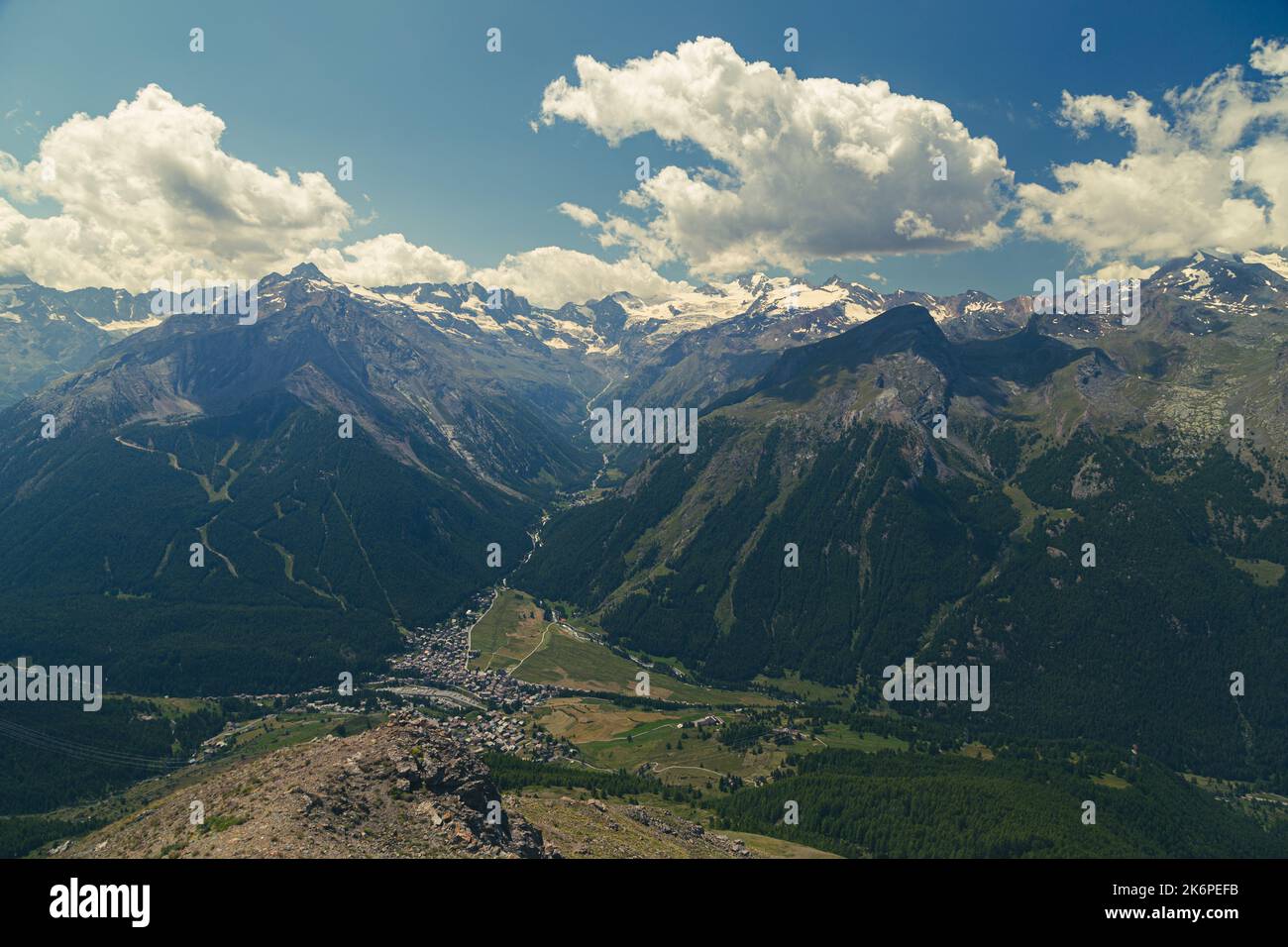 The beautiful valley in front of the Gran Paradiso in a summer day ...