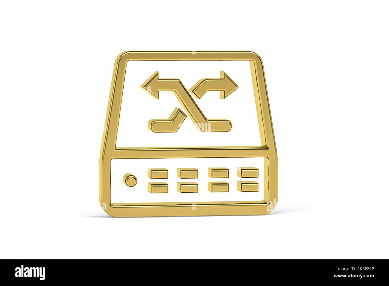 Golden 3d ethernet switch icon isolated on white background - 3d render ...