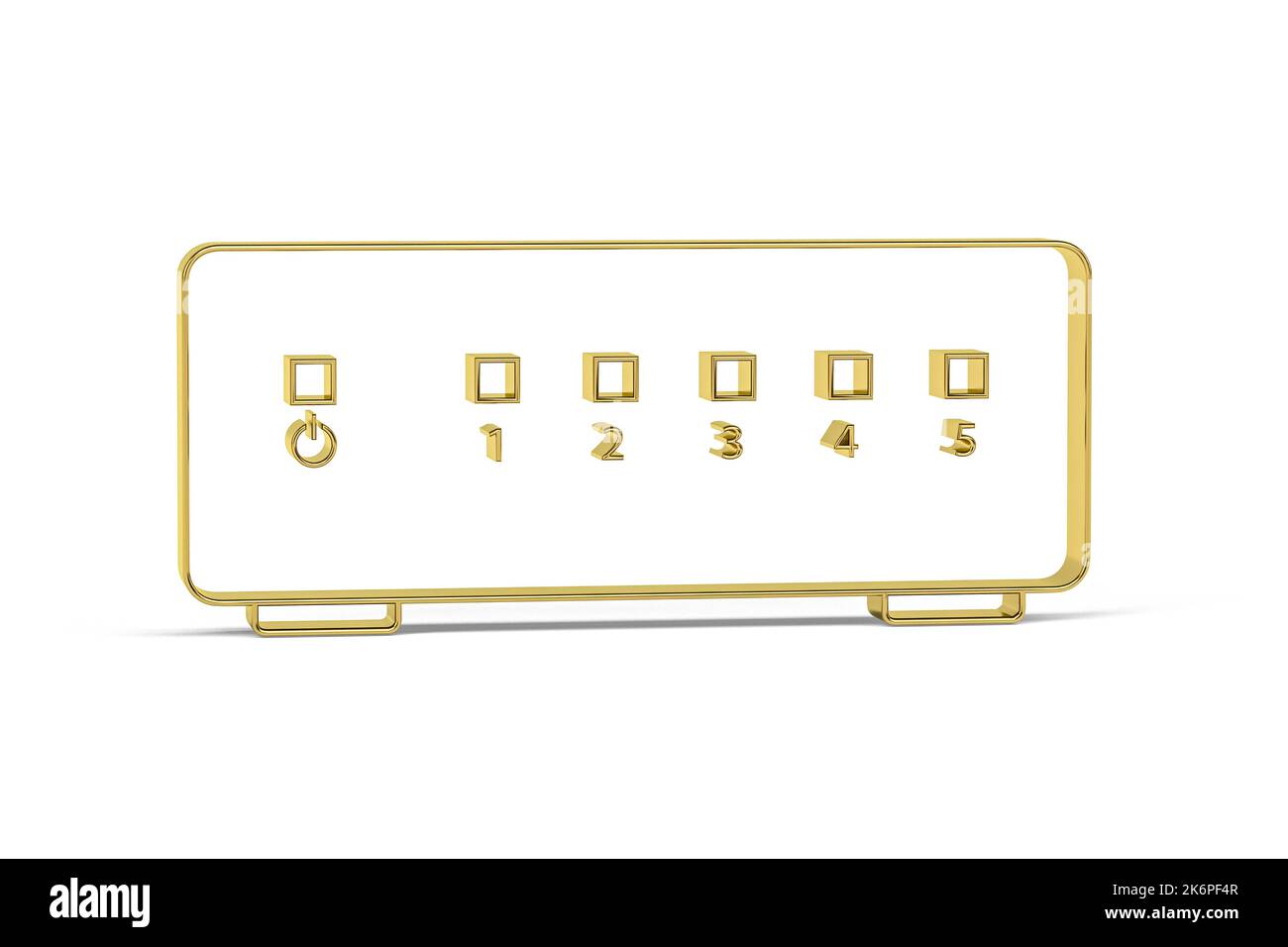 Golden 3d ethernet switch icon isolated on white background - 3d render ...