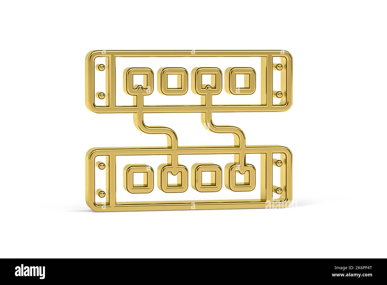 Golden 3d ethernet switch icon isolated on white background - 3d render ...