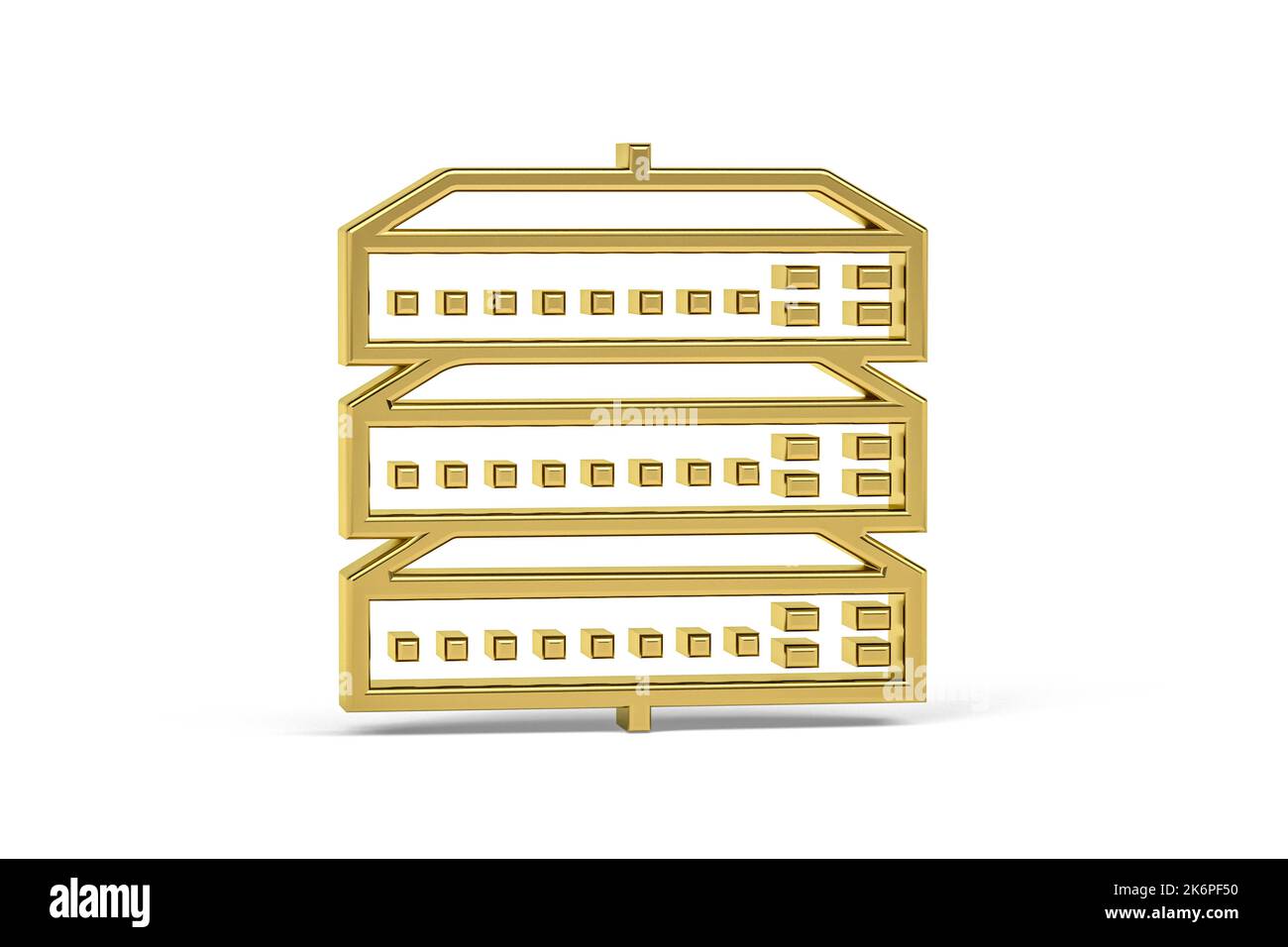 Golden 3d ethernet switch icon isolated on white background - 3d render ...