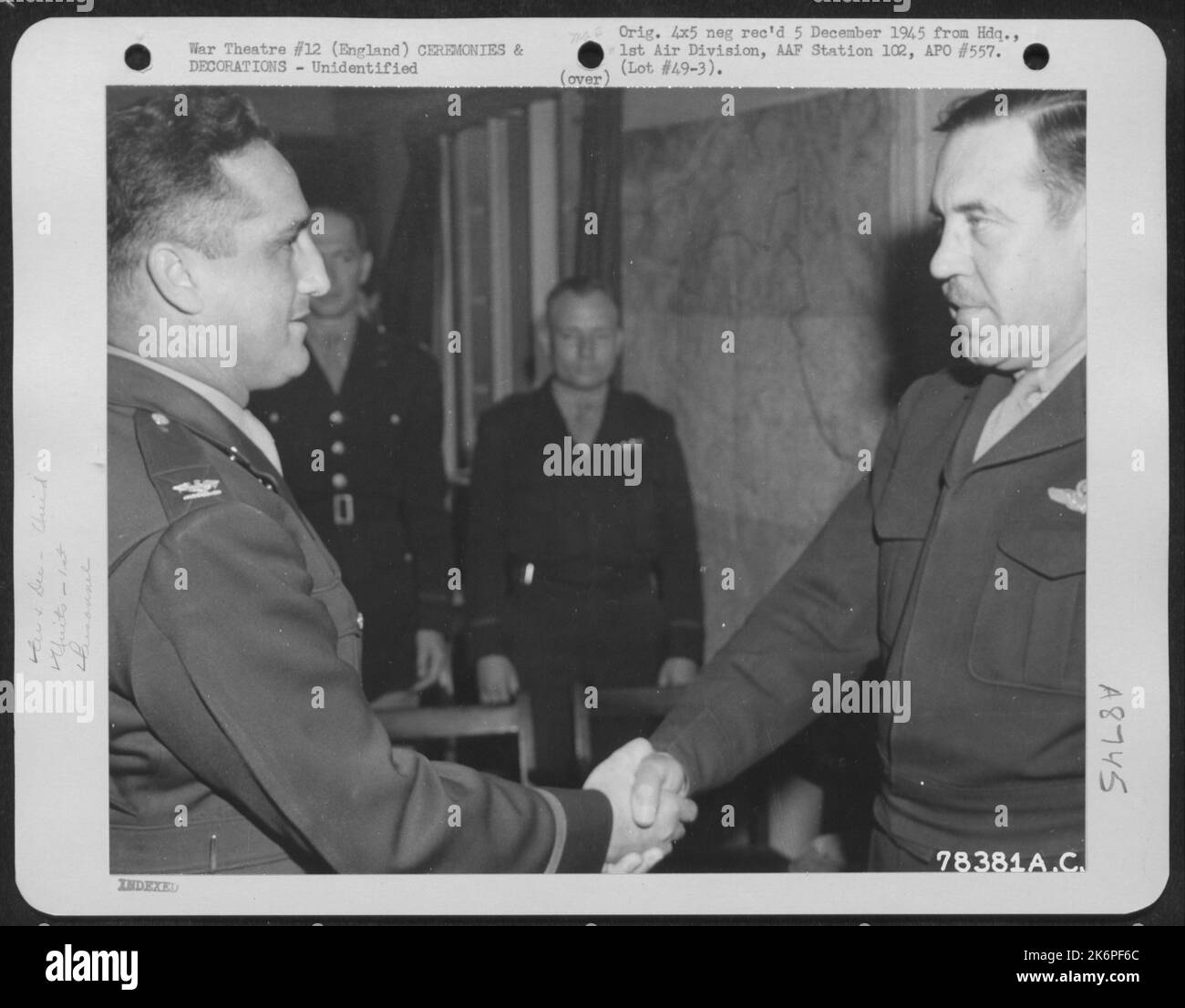 Major General Robert B. Williams Congratulates A Member Attached To Hdq ...
