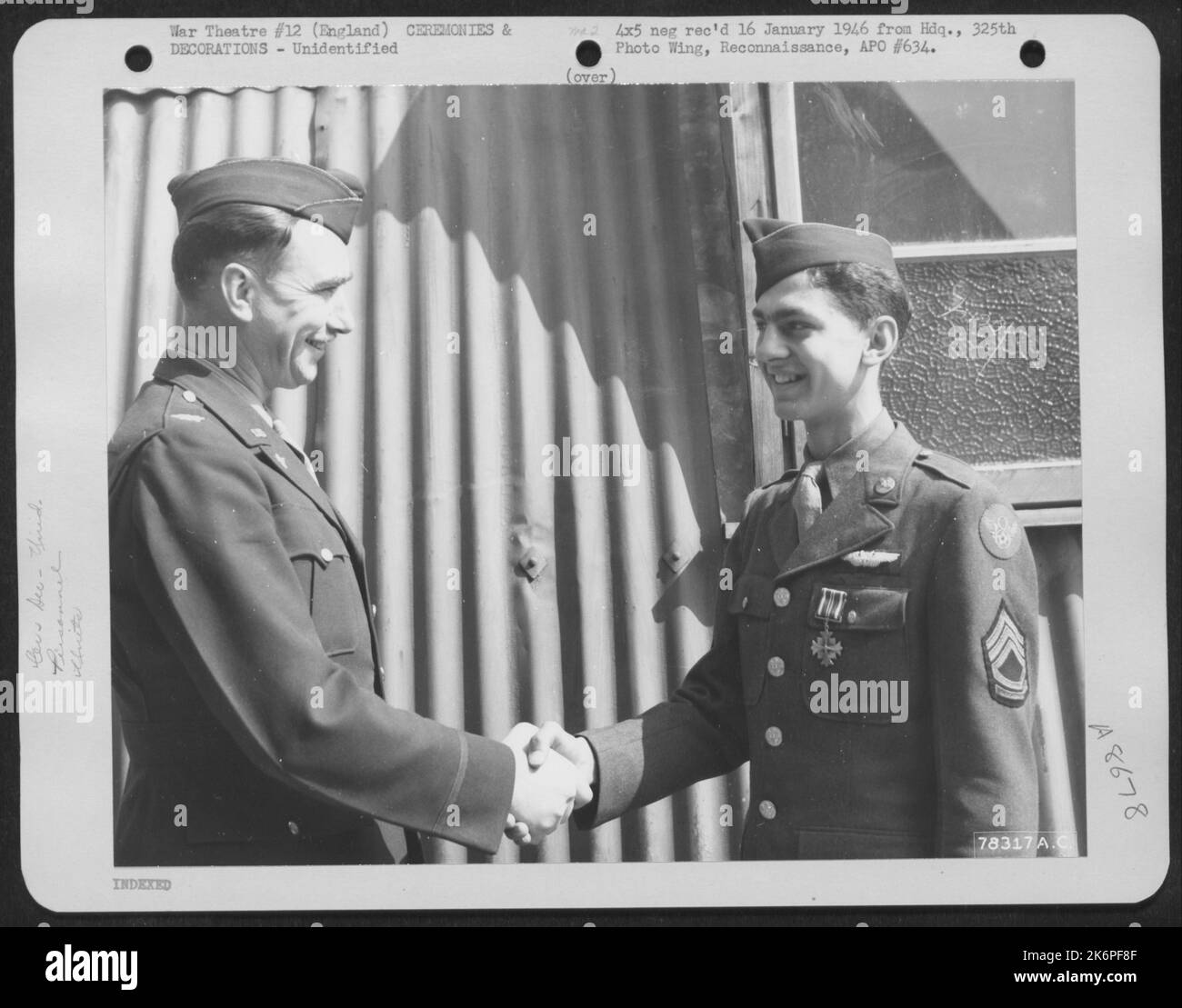 A Member Of The 381St Bomb Group Is Congratulated By Colonel William ...