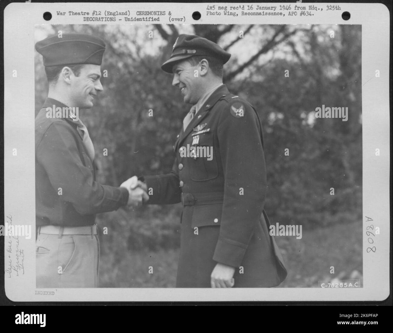 Colonel Harry P. Leber Congratulates A Member Of The 381St Bomb Group ...