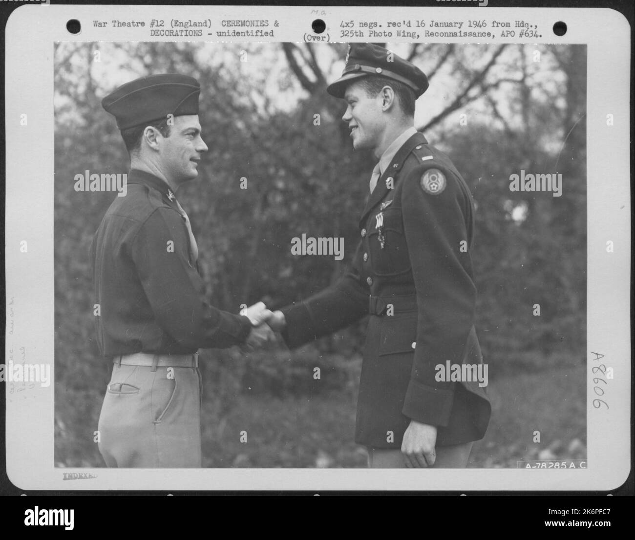 Colonel Harry P. Leber Congratulates A Member Of The 381St Bomb Group ...