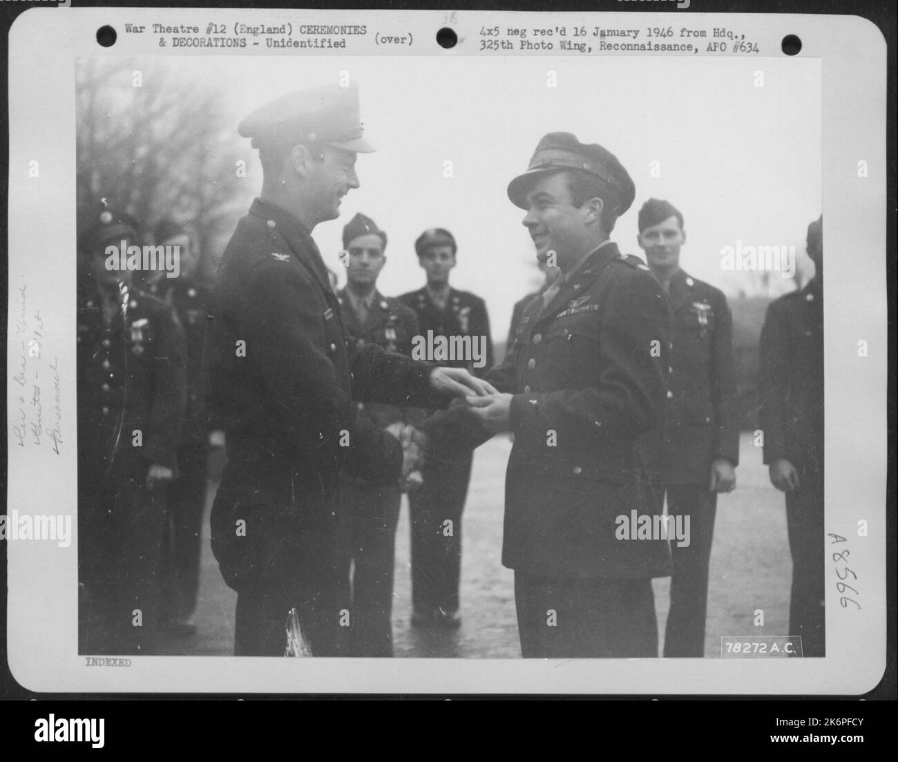 Colonel Harry P. Leber Congratulates A Member Of The 381St Bomb Group ...