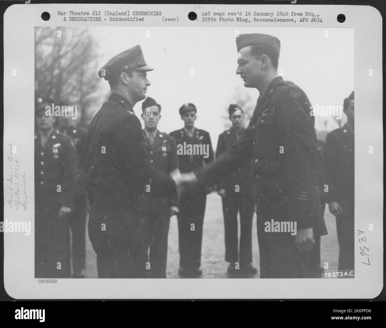 Colonel Harry P. Leber Congratulates A Member Of The 381St Bomb Group ...