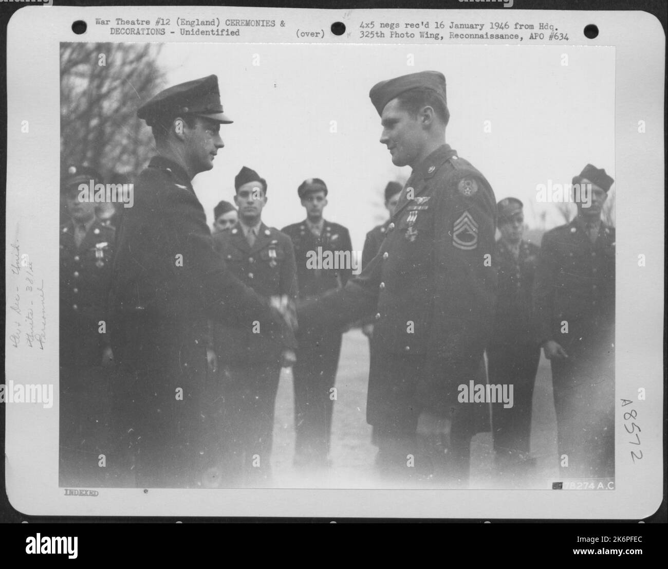 Colonel Harry P. Leber Congratulates A Member Of The 381St Bomb Group ...