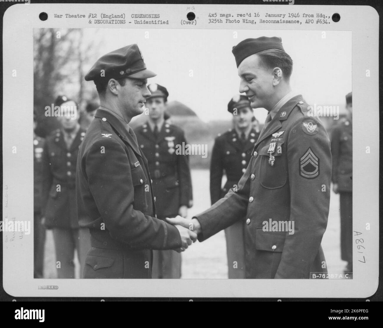 Colonel Harry P. Leber Congratulates A Member Of The 381St Bomb Group ...