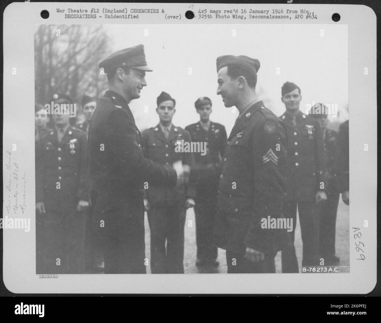 Colonel Harry P. Leber Congratulates A Member Of The 381St Bomb Group ...