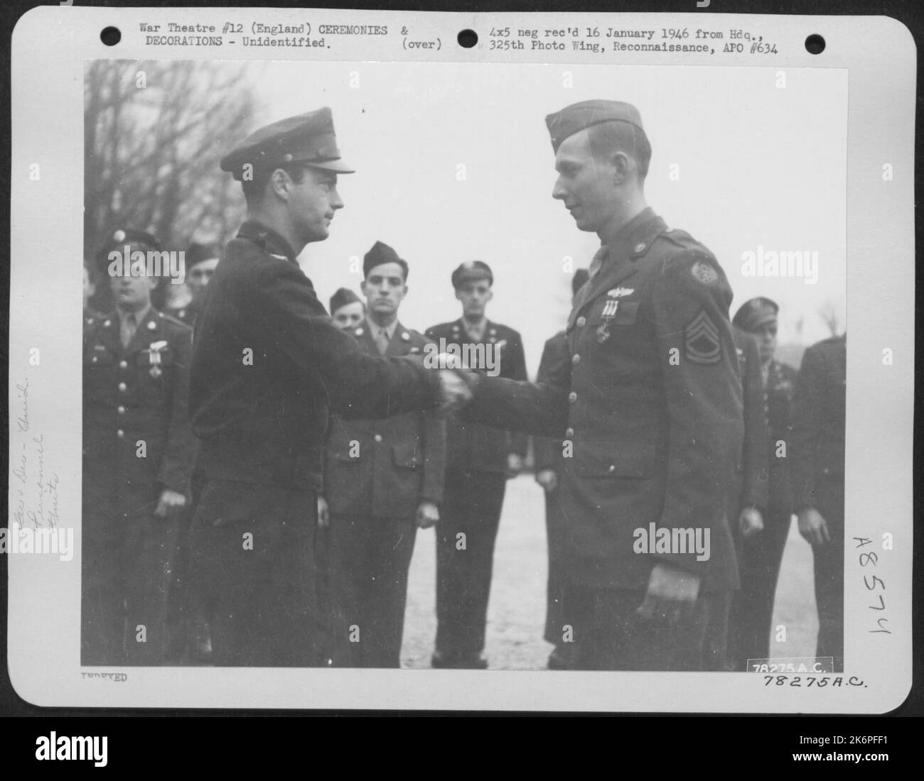 Colonel Harry P. Leber Congratulates A Member Of The 381St Bomb Group ...