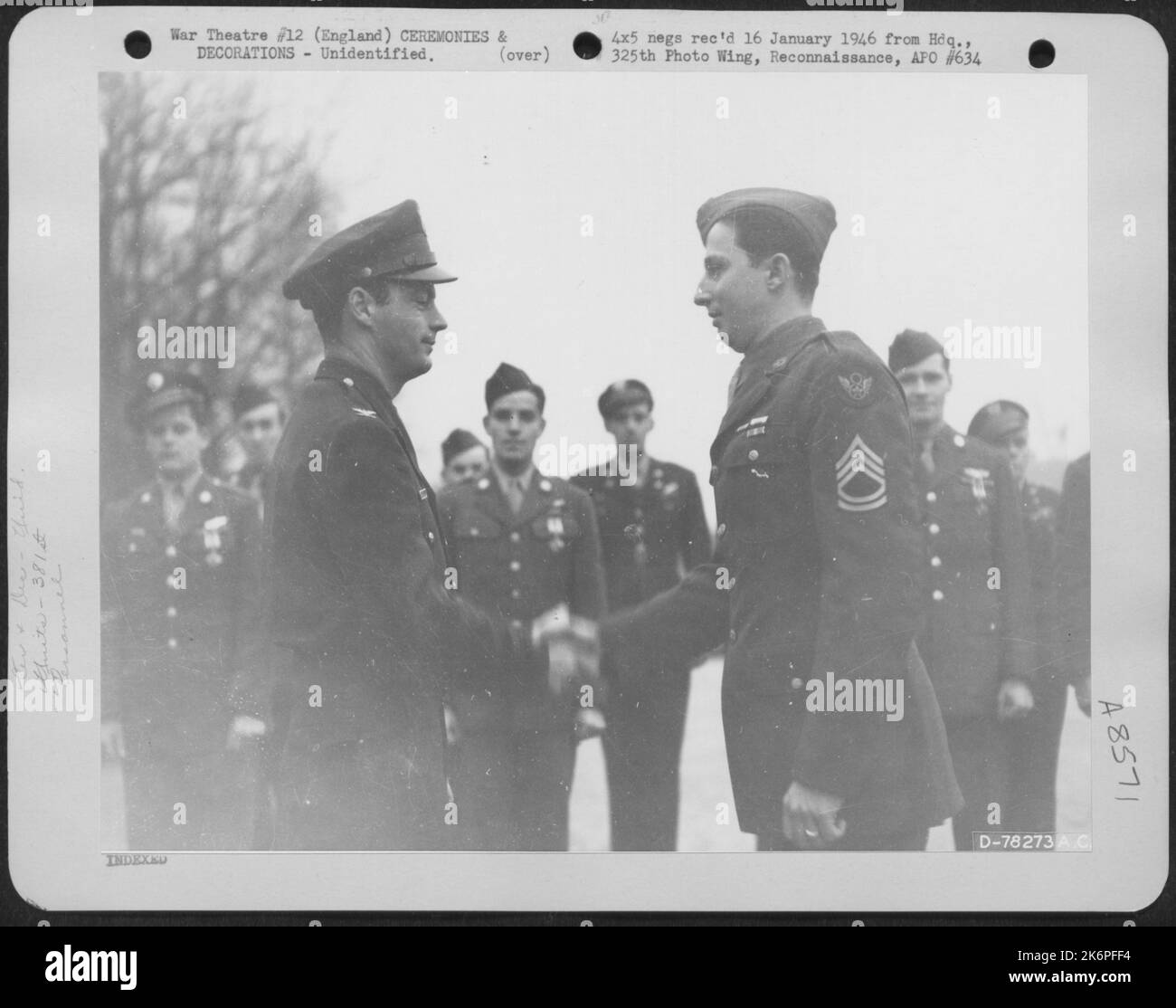 Colonel Harry P. Leber Congratulates A Member Of The 381St Bomb Group ...