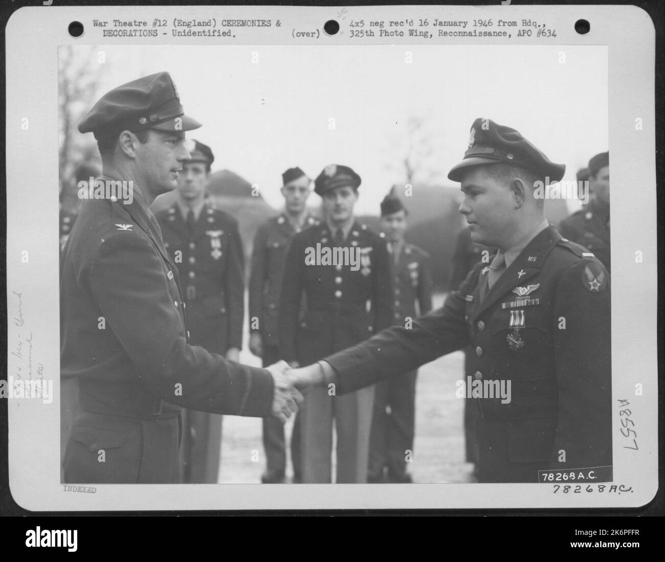 Colonel Harry P. Leber Congratulates A Member Of The 381St Bomb Group ...