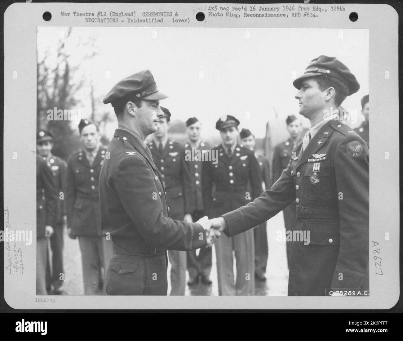 Colonel Harry P. Leber Congratulates A Member Of The 381St Bomb Group ...