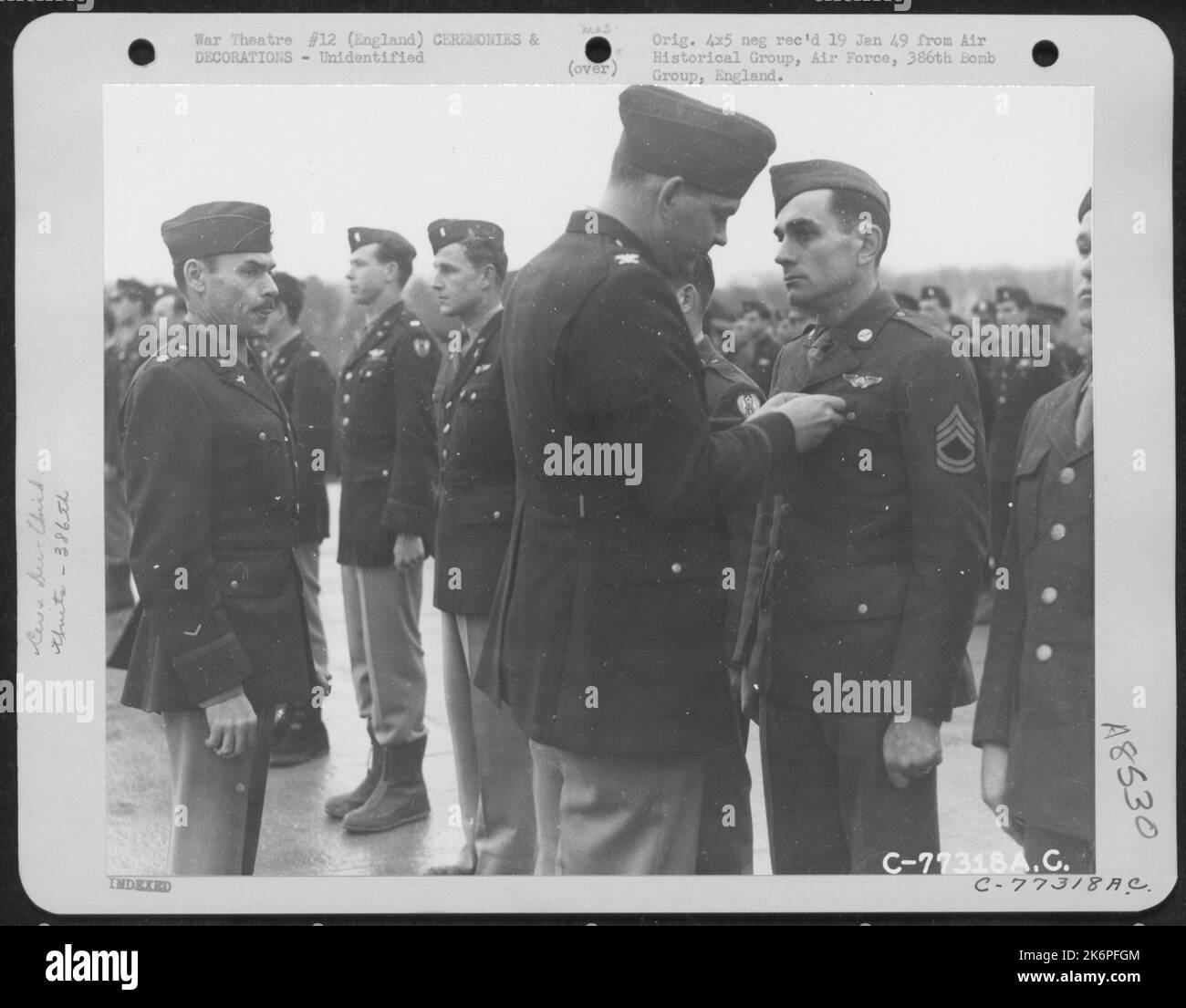 A Member Of The 386Th Bomb Group Receives An Award During A Ceremony At ...